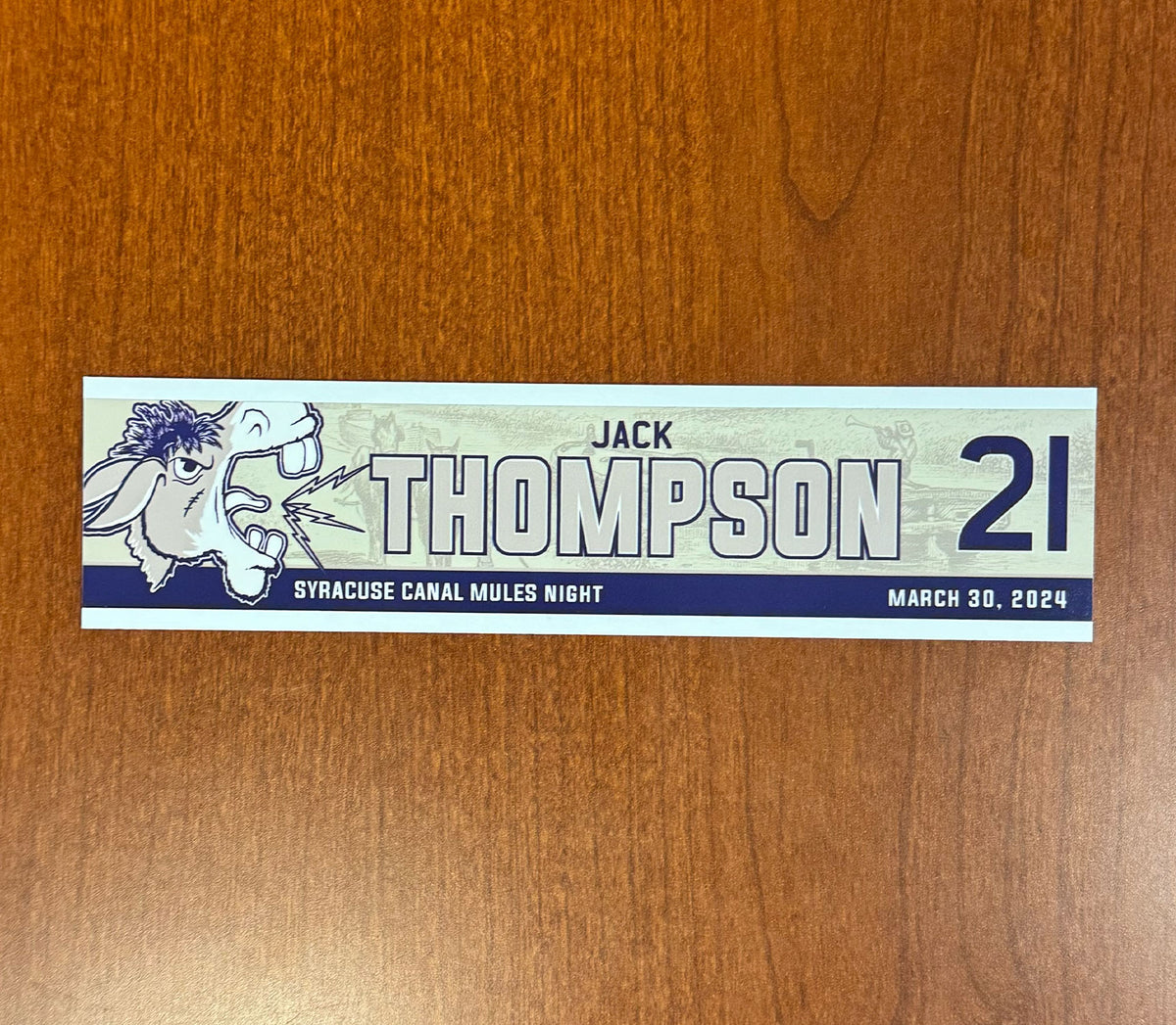 #21 Jack Thompson Canal Mules Nameplate - March 30, 2024 – Syracuse ...