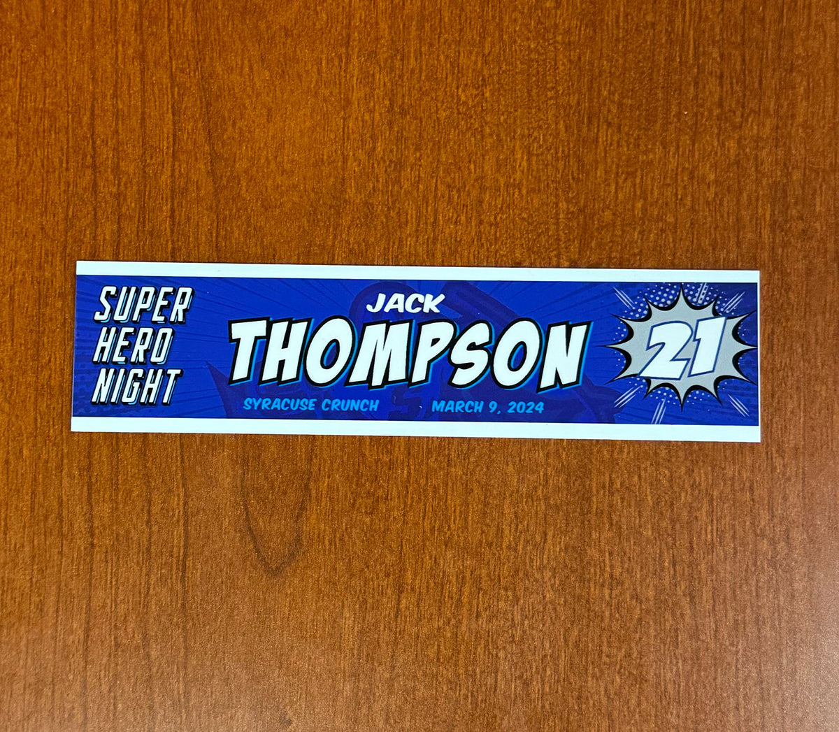 #21 Jack Thompson Superhero Night Nameplate – Syracuse Crunch Official ...