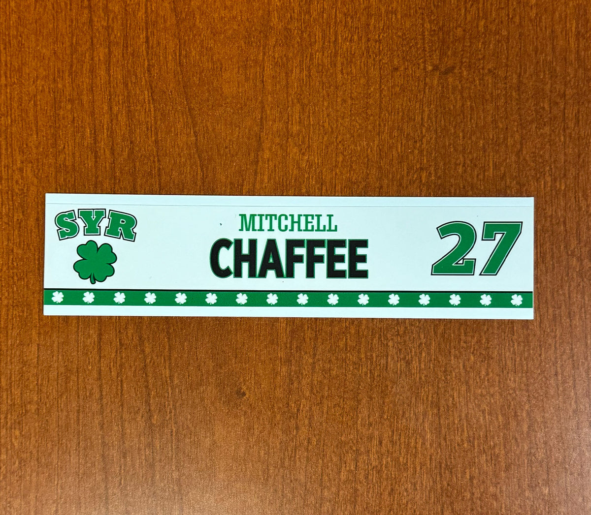 #27 Mitchell Chaffee St. Patricks Day Nameplate – Syracuse Crunch ...