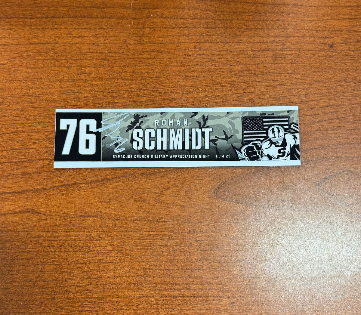 Signed #76 Roman Schmidt Military Appreciation Nameplate - November 14 ...