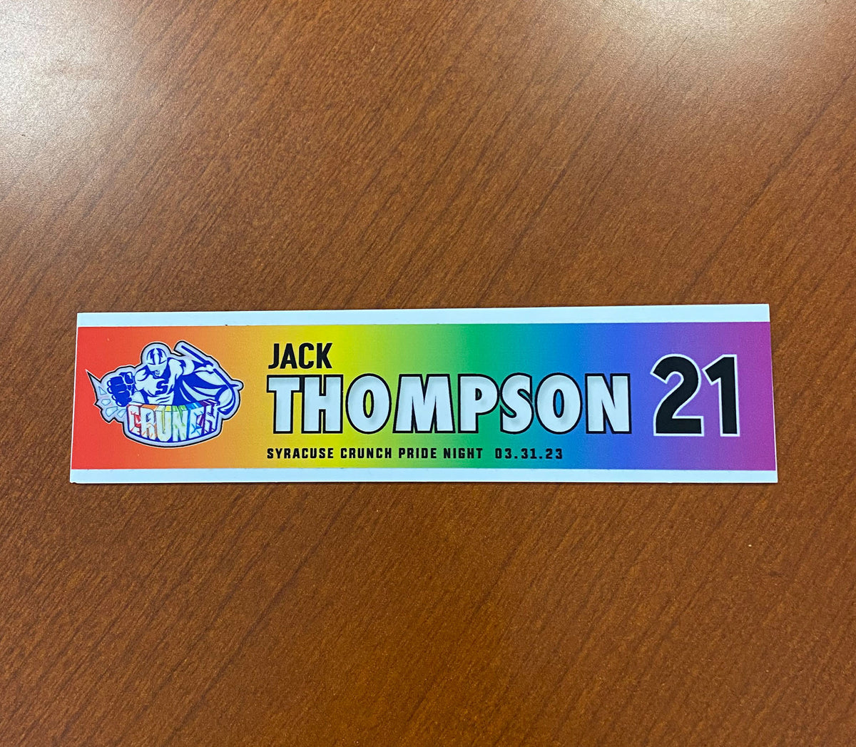 #21 Jack Thompson Pride Night Nameplate - March 31, 2023 – Syracuse ...
