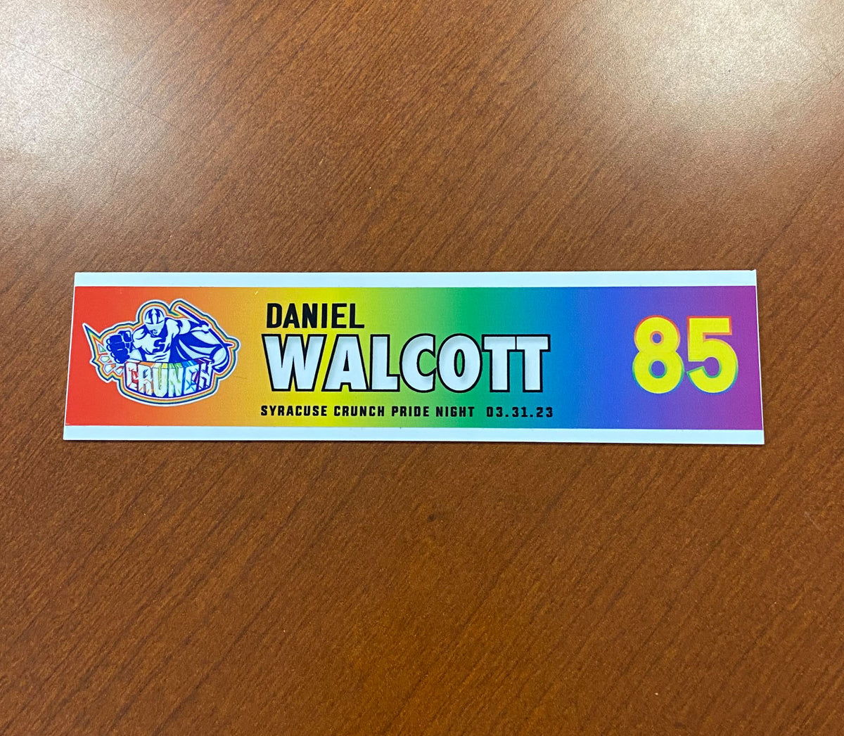 #85 Daniel Walcott Alternate Pride Night Nameplate - March 31, 2023 ...