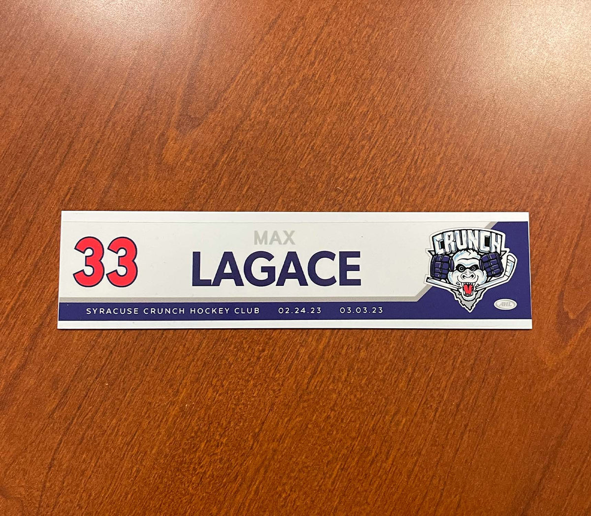 #33 Max Lagace Reverse Retro Nameplate - 2022-23 Season – Syracuse Crunch Official Team Store
