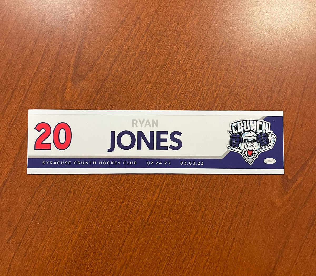 #20 Ryan Jones Reverse Retro Nameplate - 2022-23 Season – Syracuse ...